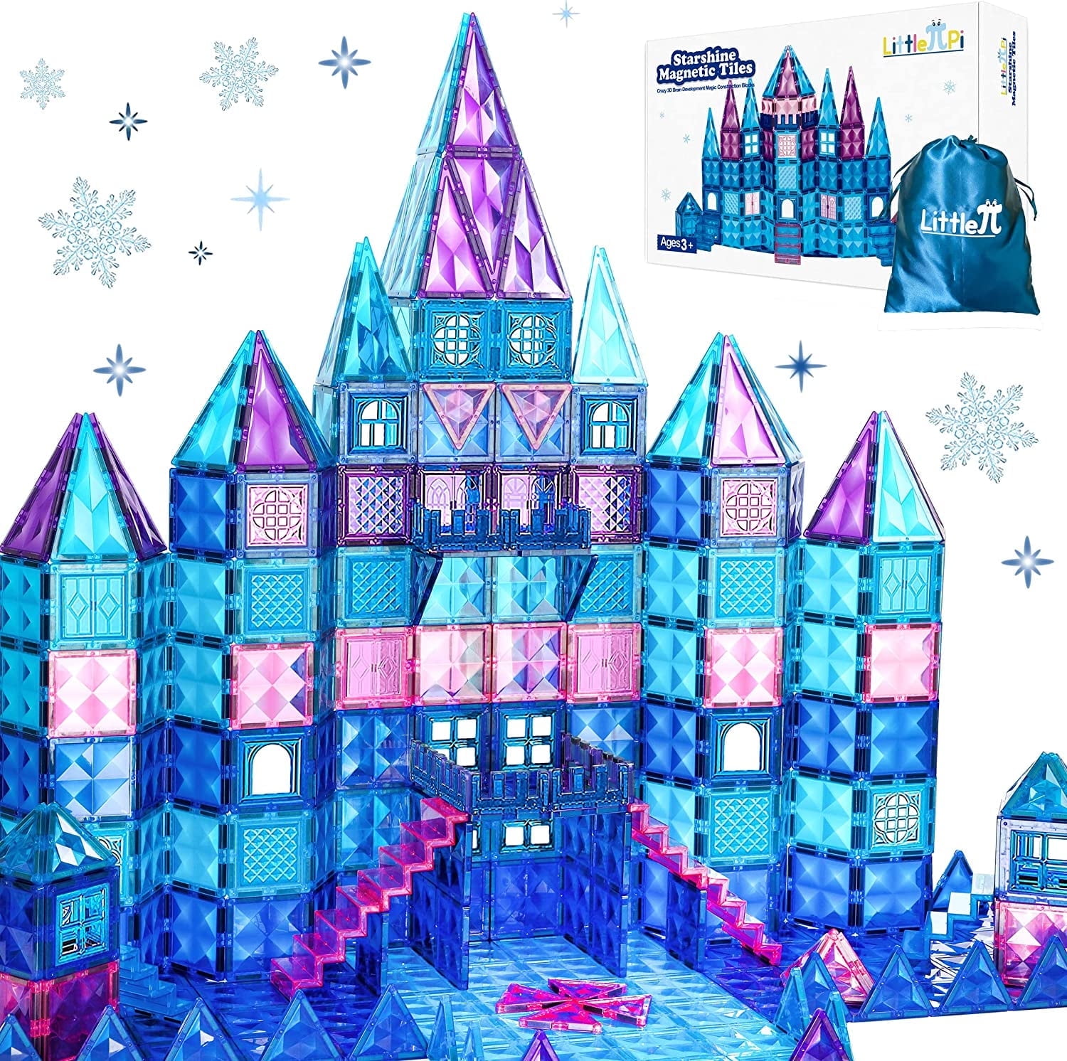 Little Pi Toys Princess Castle Magnetic Building Blocks Playset - 102 ...