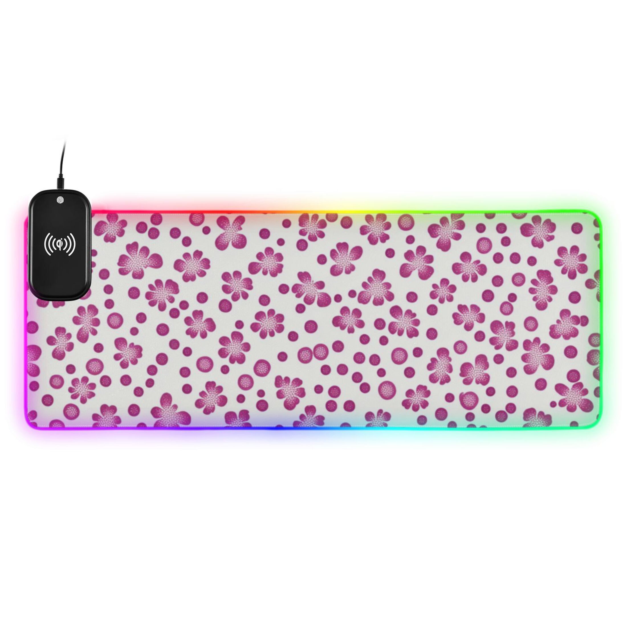 Little Pink Flowers Wireless Charging RGB Gaming Mouse Pad Large ...
