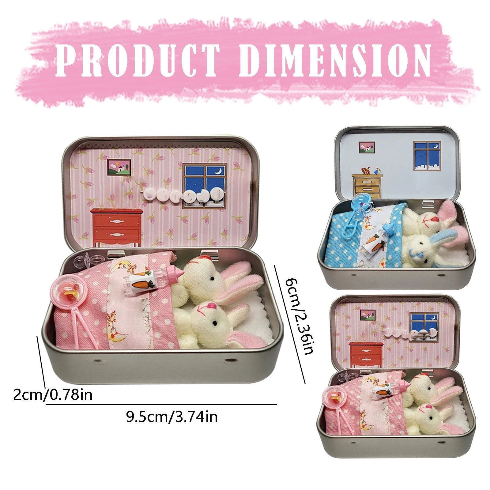 Little Pocket Bunny Decorative Boxes Bunny Plush Toy in a Tin Bunny ...
