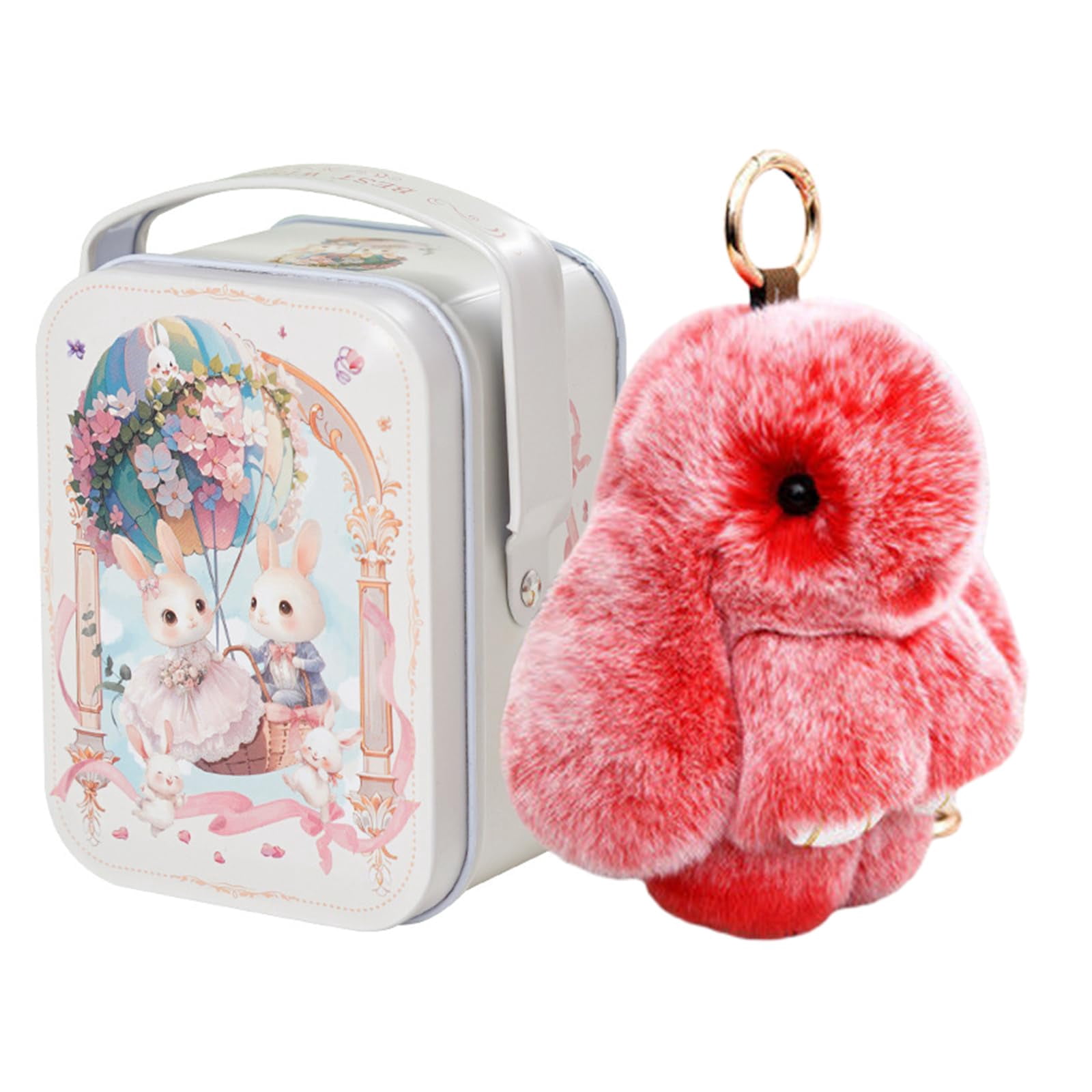 Little Pocket Bunny in A Tin, Plush Bunny Keychain with Storage Box ...