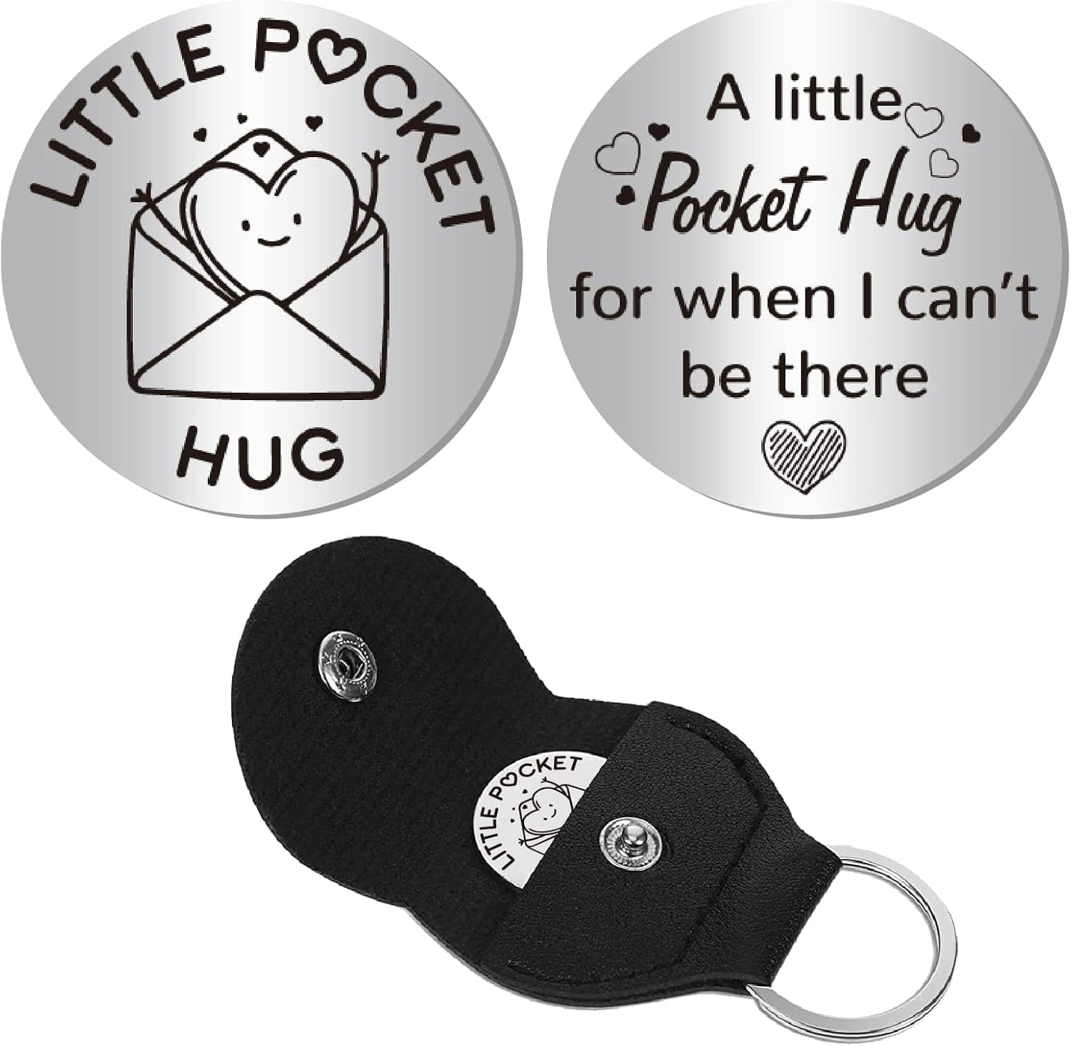 Little Pocket Hug Stainless Steel Pocket Hug Double-Sided Souvenir with ...