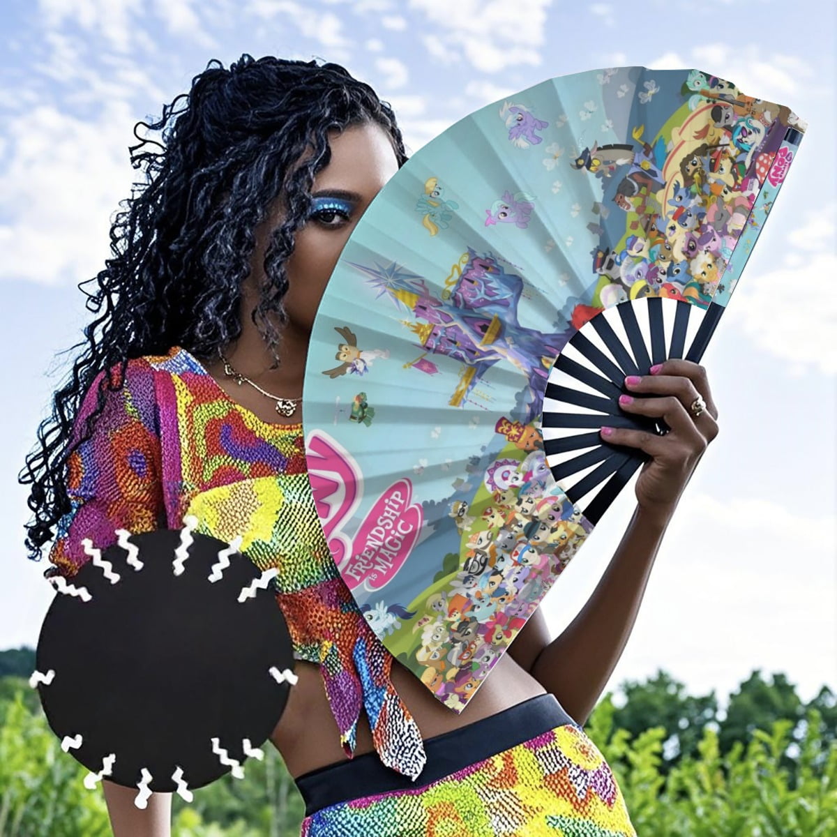 My Little Pony Friendship Is Magic-theme Folding Fan Chinese Fan Hand Polyester Foldable Fan ...