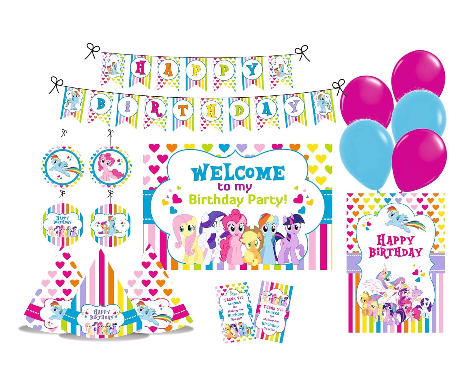 My Little Pony Party Decorations Kit - 80 Pcs Includes Bunting ...