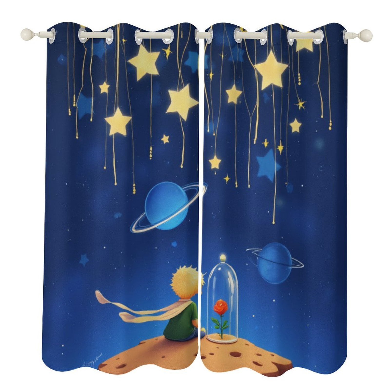 prince And Rose in Space Luxury Window Curtains Blinds for Living Room ...