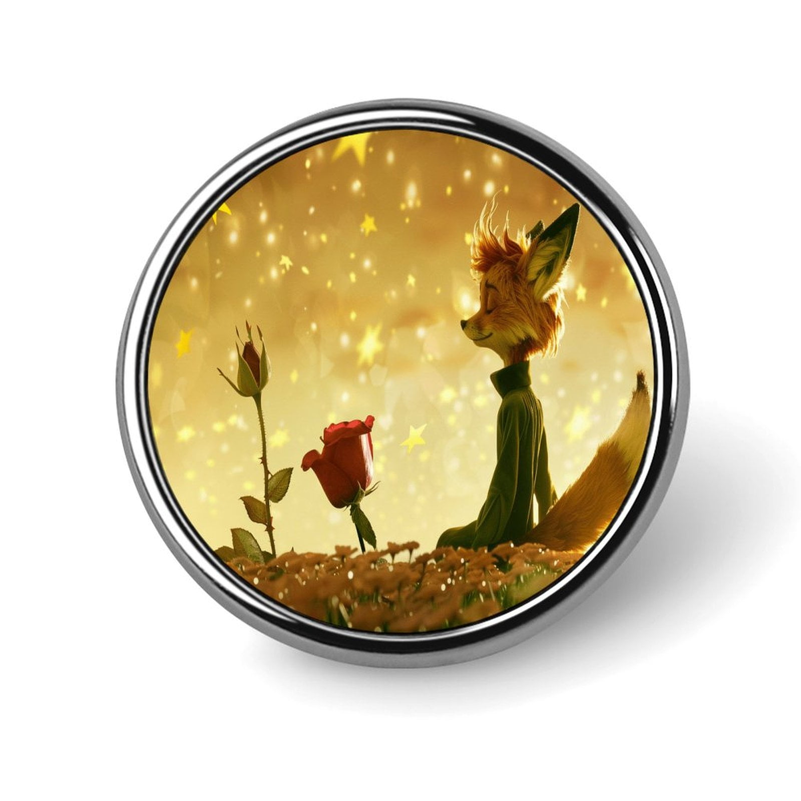 The Little Prince And Rose on Planet in Night Aluminium Alloy Round ...