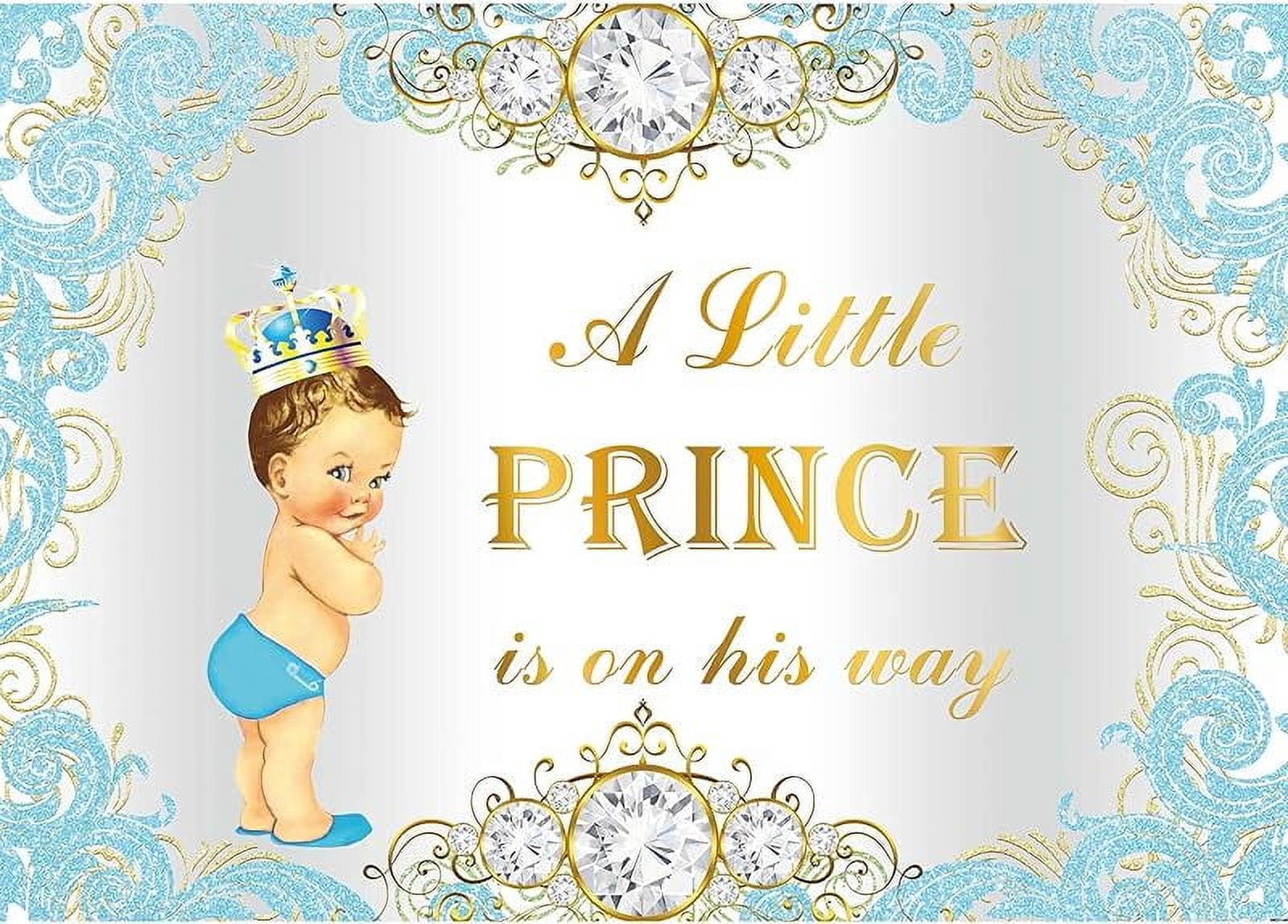 A Little Prince is on his Way White Baby Shower Backdrop Boy Baby ...