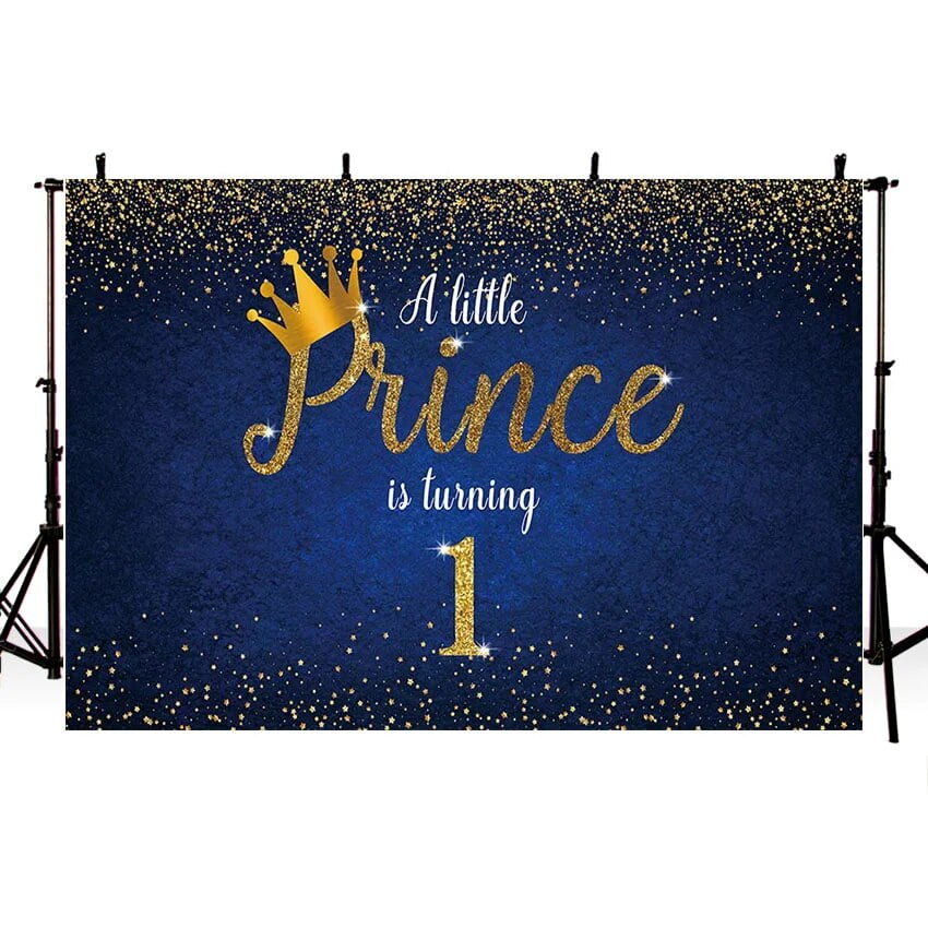 Little Prince is Turning One Backdrop Boy Birthday Party Baby Shower ...