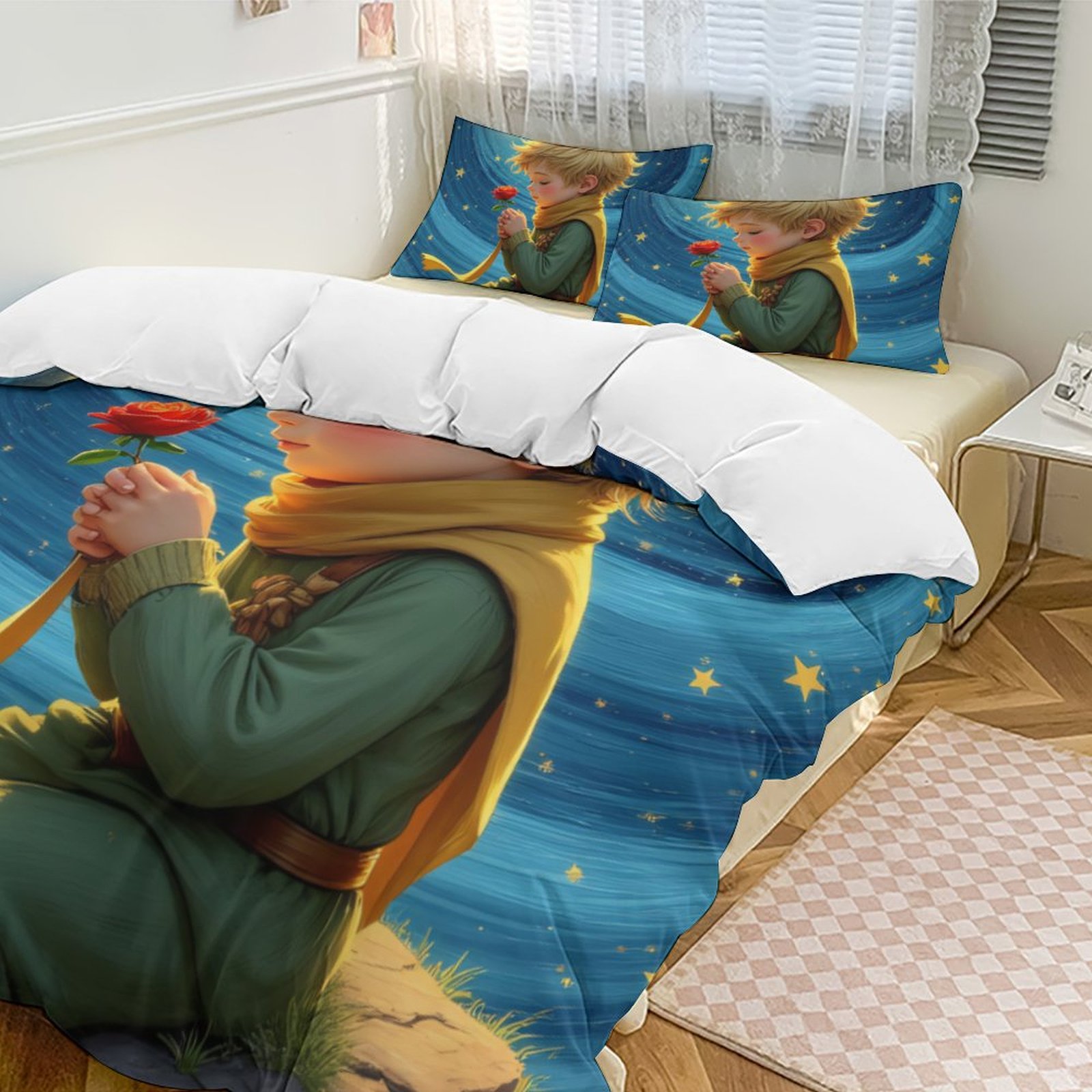 prince with Rose Duvet Cover Set Bedding Set Polyester Quilt Cover for ...