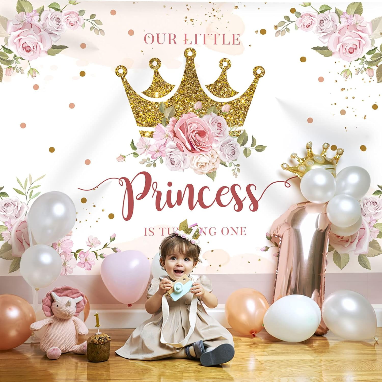 Little Princess Backdrop 1St Birthday Party Decorations For Girls Pink ...