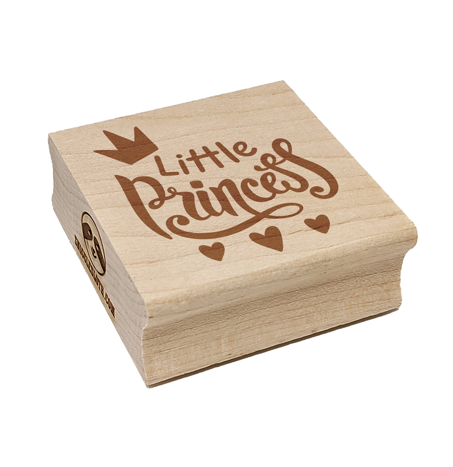 Little Princess Cursive with Crown and Hearts Square Rubber Stamp ...