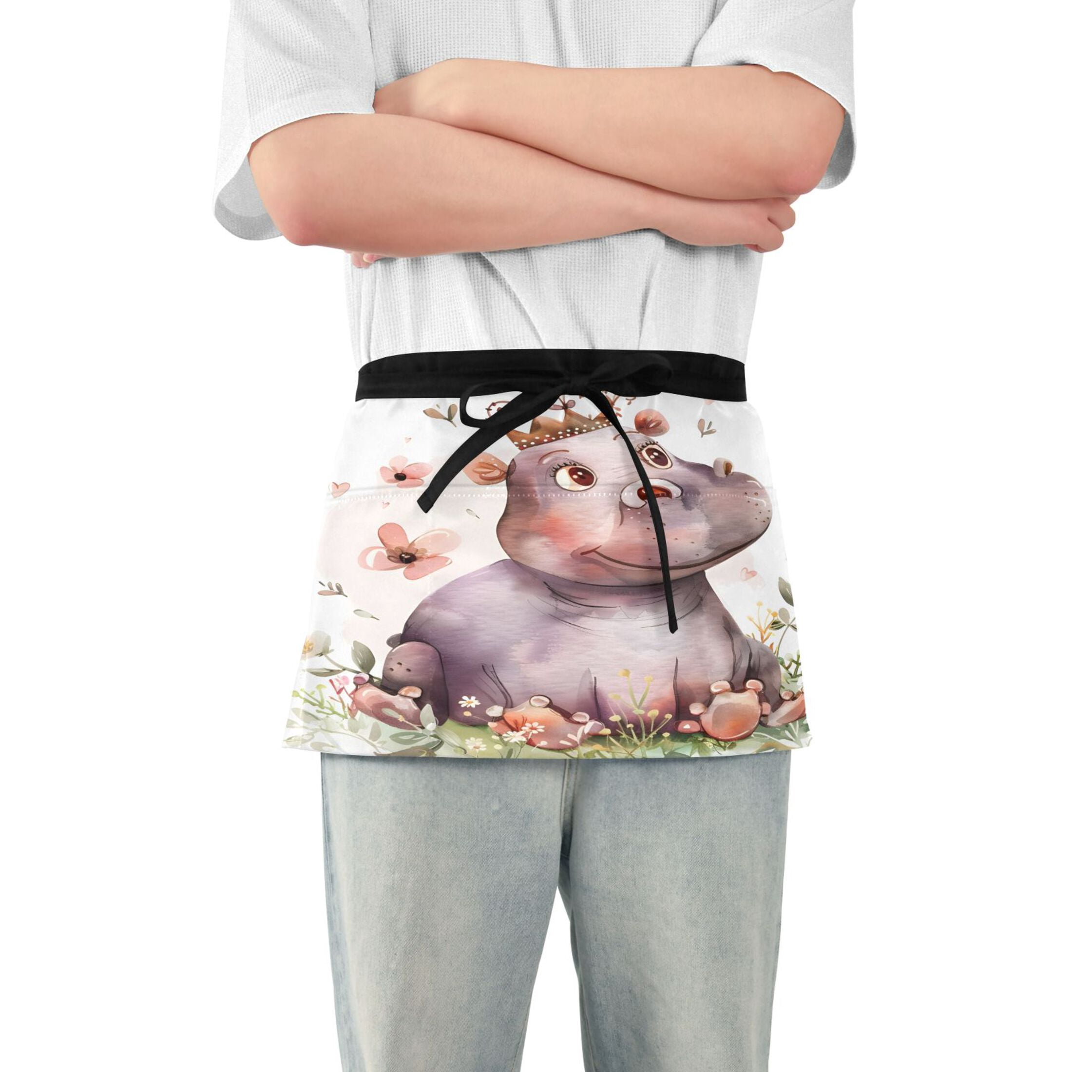 Little Princess Hippo Server Apron with 3 Pockets Waterproof Waitress ...