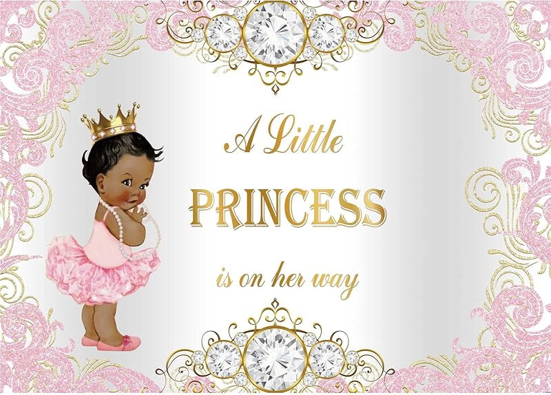 Little Princess black baby shower silver pink backdrop little girl baby ...