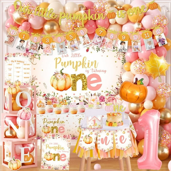 Little Pumpkin 1st Birthday Decorations for Girl Fall First Birthday ...