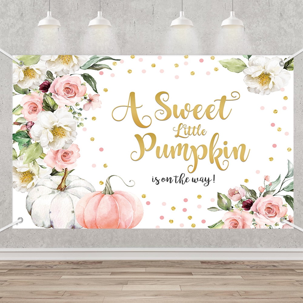 Little Pumpkin Baby Shower Banner Fall Autumn Girls A Sweet Little ...