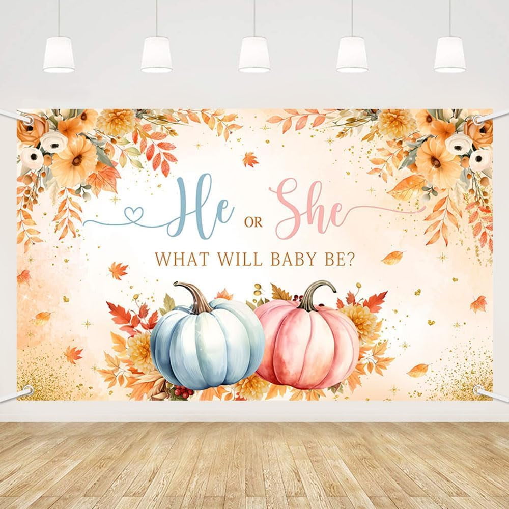 Little Pumpkin Gender Reveal Backdrop Autumn Fall Gender Reveal Party ...
