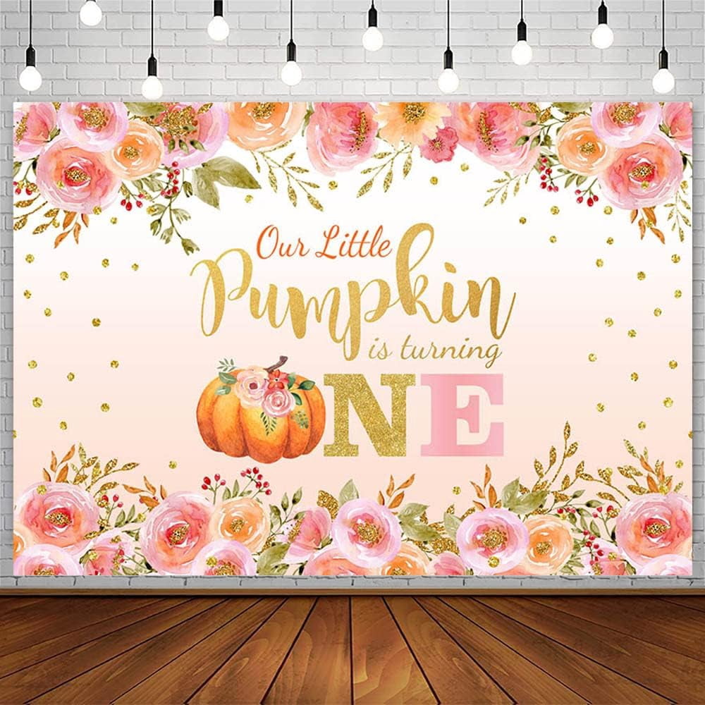 Little Pumpkin Girl 1st Birthday Party Backdrop Our Little Pumpkin is ...