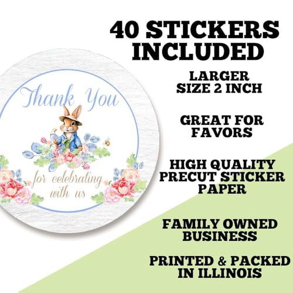 Little Rabbit Themed Birthday Thank You Sticker Labels for Kids, 40 2 ...