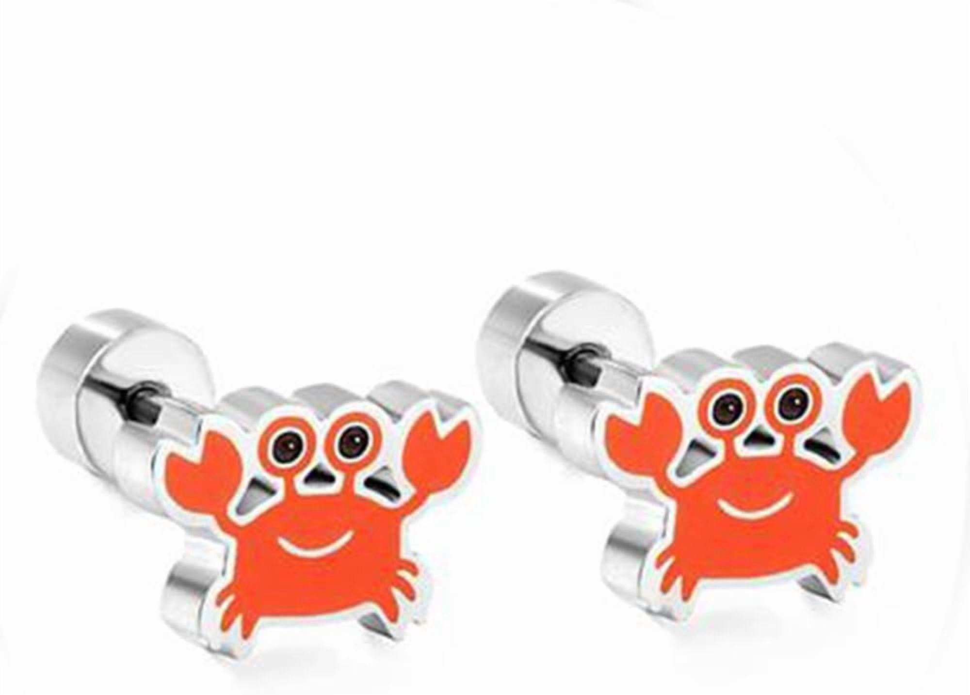 Little Red Crab Cartilage Studs Earrings for Women Stainless Steel Tiny ...