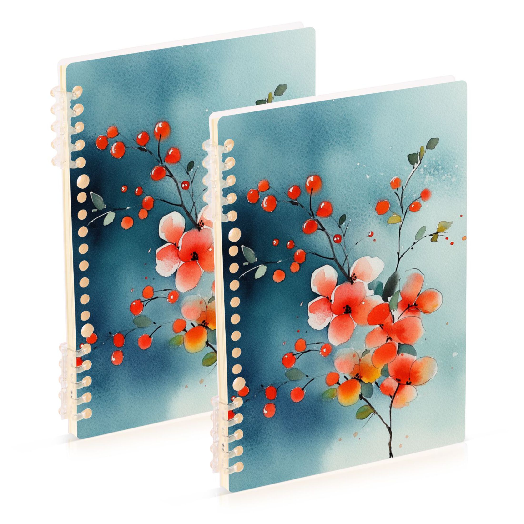 Little Red Flower Watercolor Lined Spiral Journal Notebook 60 Pages A5 ...