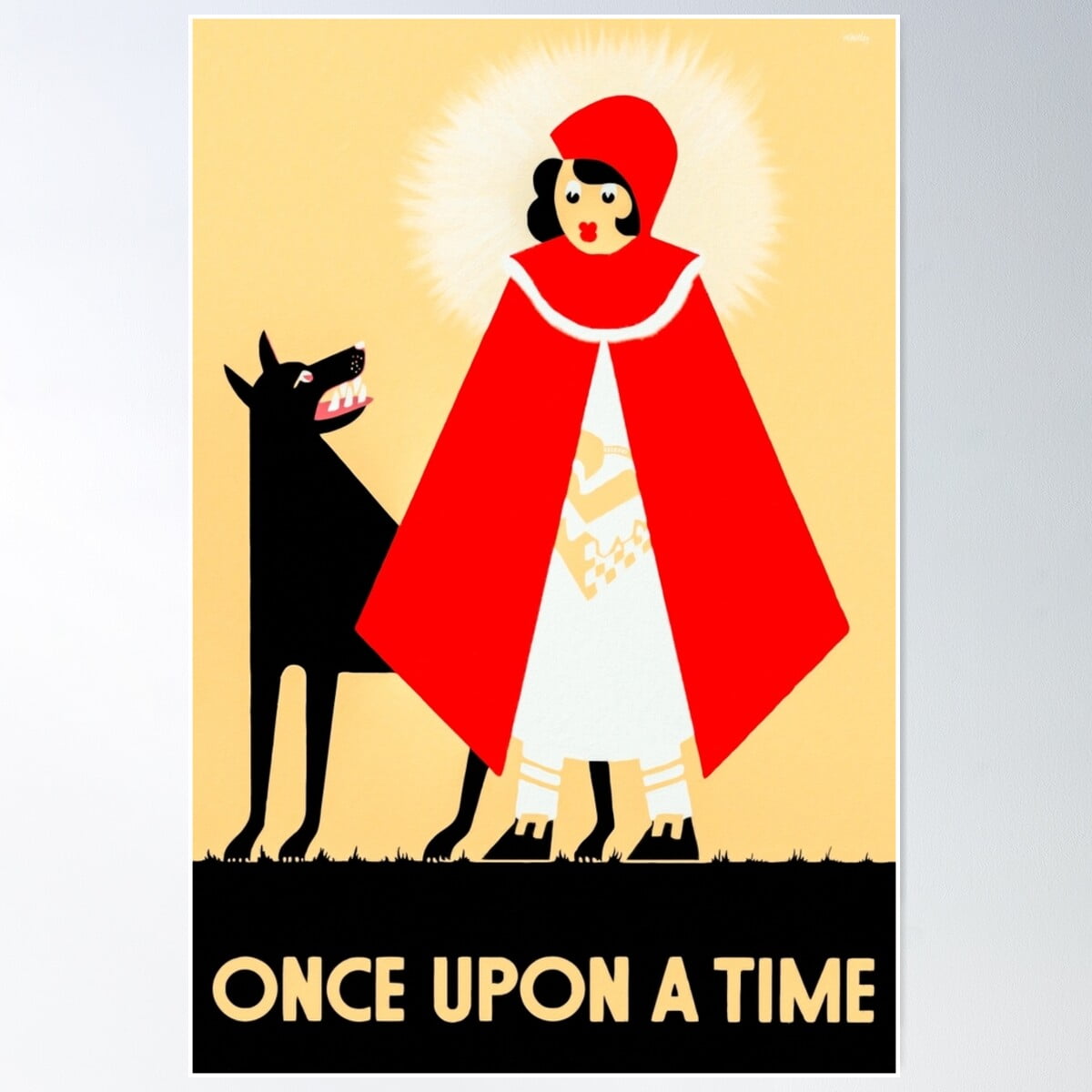 Little Red Riding Hood And The Wolf - Vintage Fables Poster Poster Wall Art, Modern Wall Decor ...