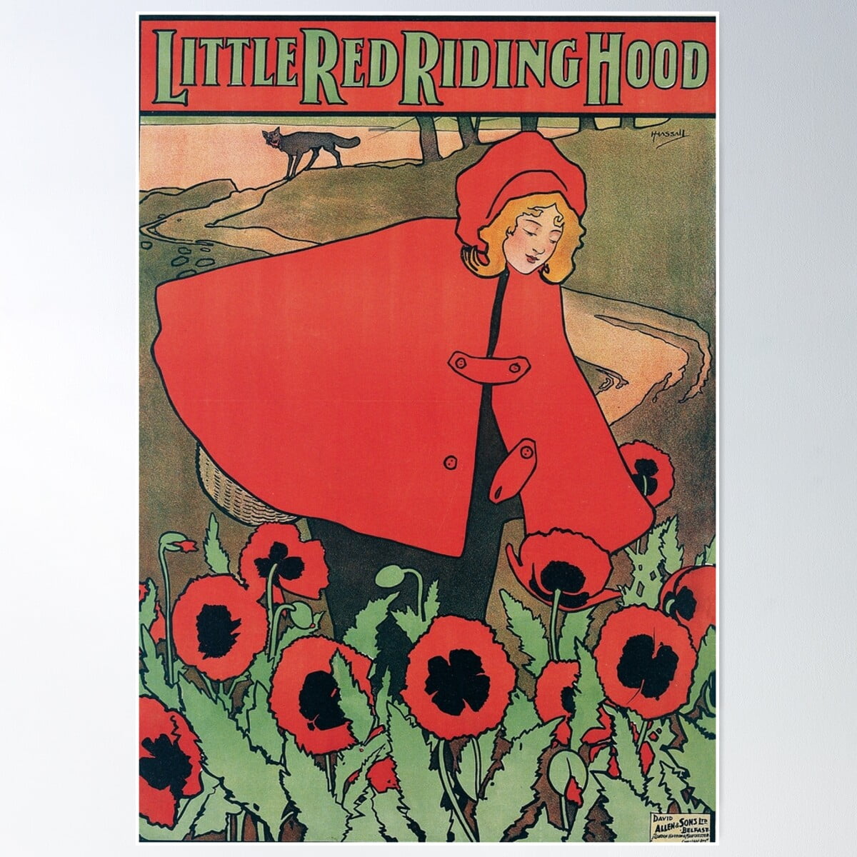 Little Red Riding Hood By John Hassell - Vintage Art Poster Wall Art ...
