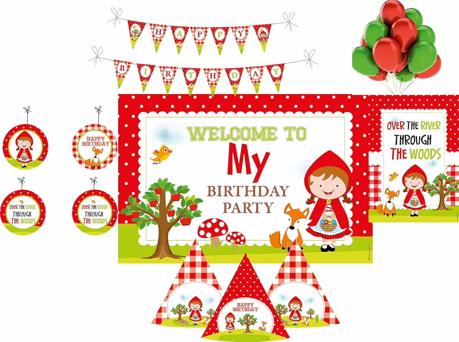Little Red Riding Hood Party Decorations Kit - 70 Pcs Includes Banner ...