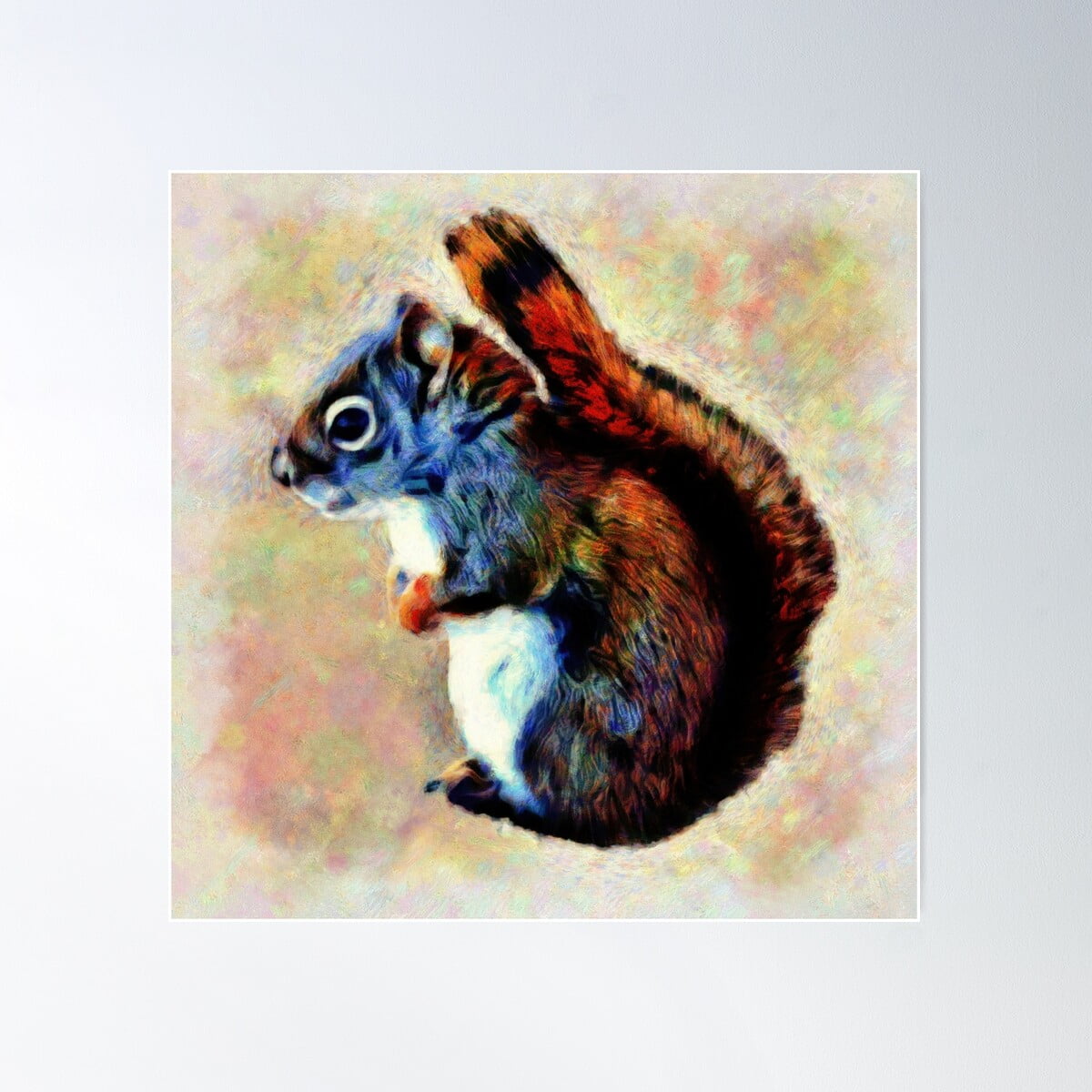 Little Red Squirrel Poster Wall Art, Modern Wall Decor For Living Room ...