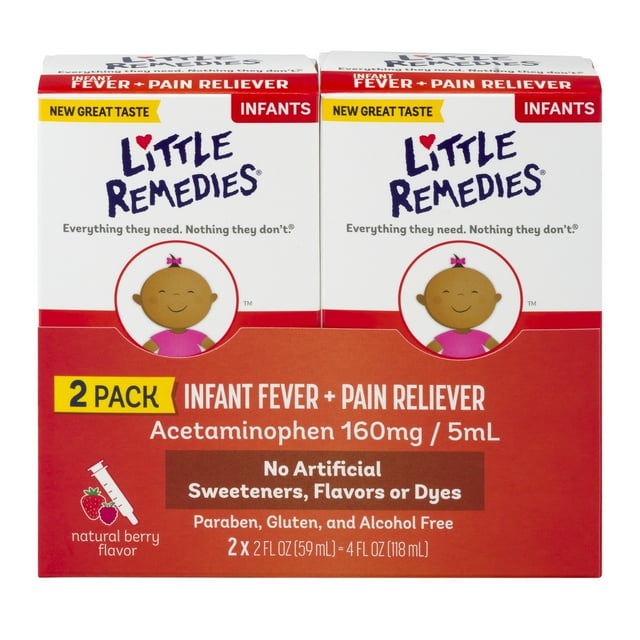 Little Remedies Infant Fever & Pain Reliever, 2 x 2 oz, Berry Flavor ...
