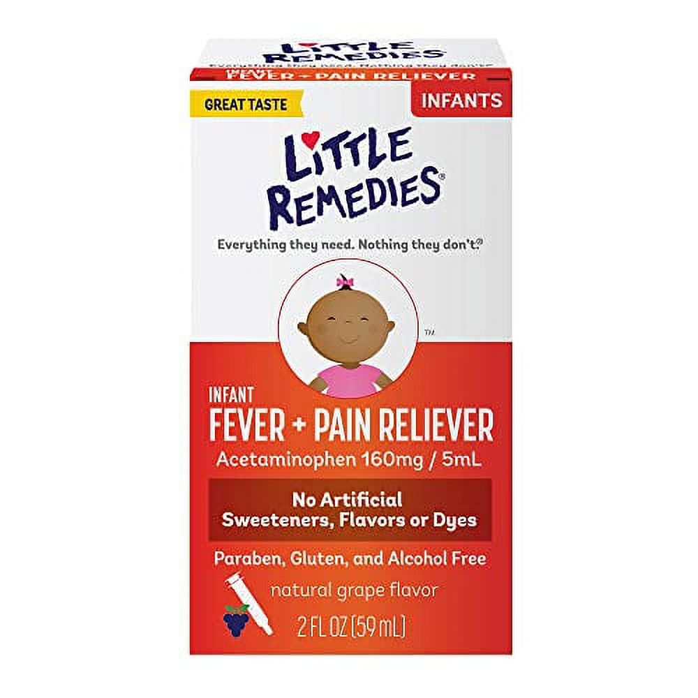 Little Remedies Infant Fever & Pain Reliever, Natural Grape Flavor, 2 ...