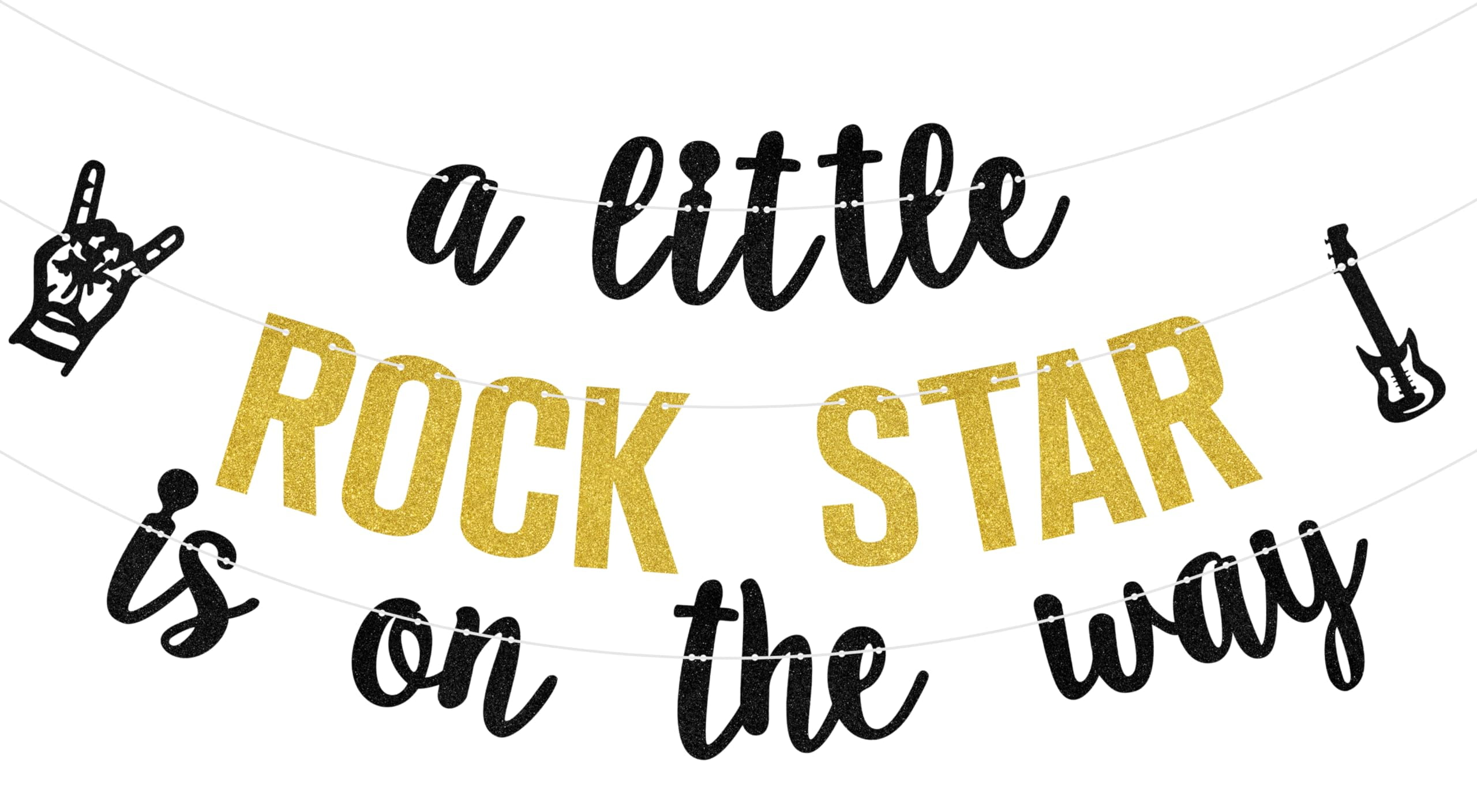 A Little Rock Star OIF8 is On The Way Banner, Rock Music Themed Baby ...
