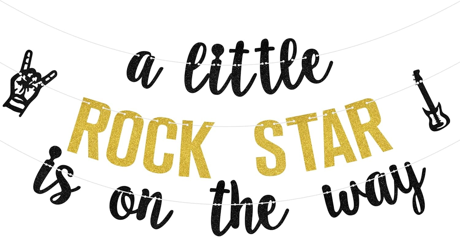 A Little Rock Star is On The Way Banner, Rock Music Themed Baby Shower ...