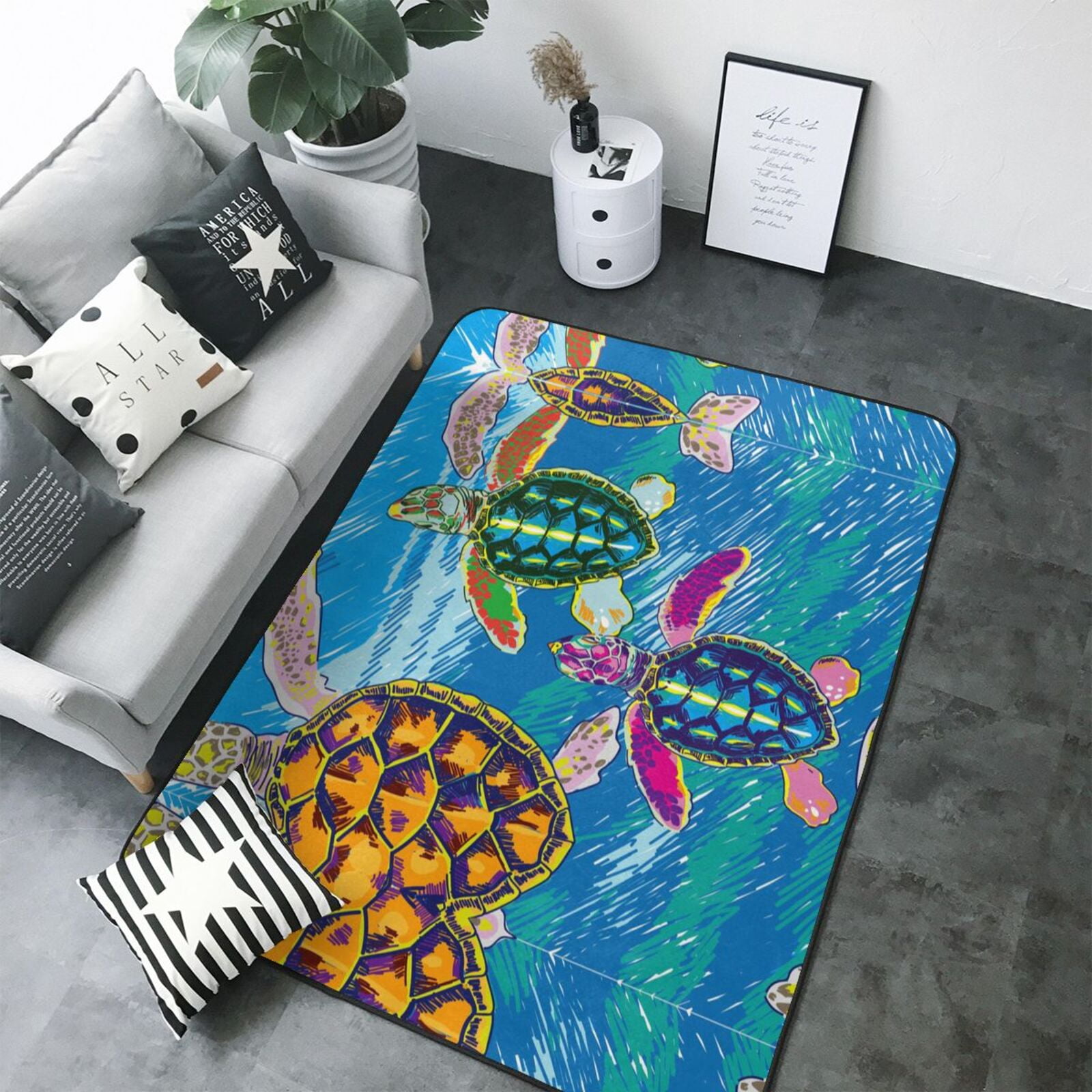 Little Sea Turtles Area Rugs for Living Room Bedroom, 5x7 Soft Throw ...