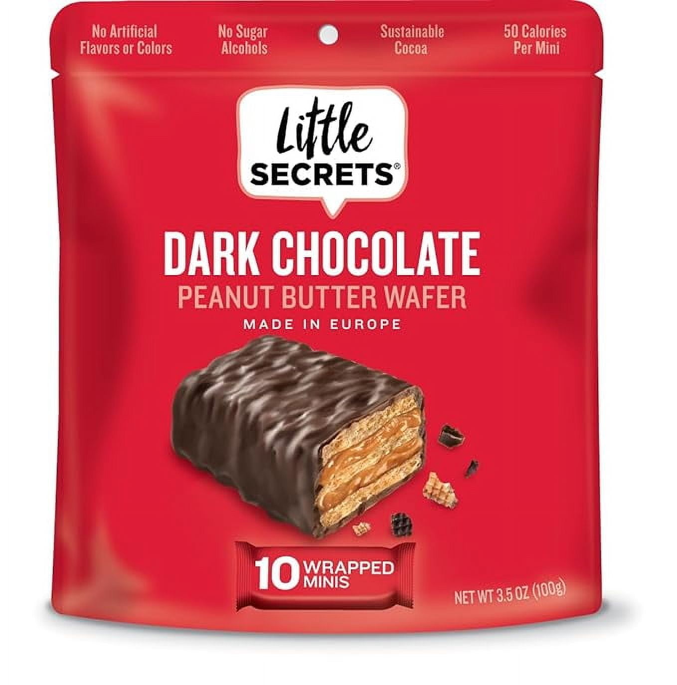 Little Secrets Dark Chocolate Peanut Butter Crispy Wafers | 10 Minis ...