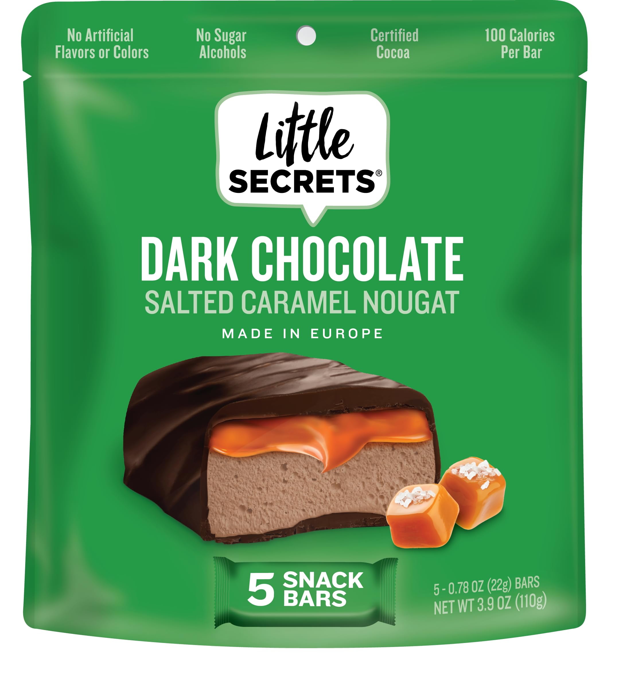 Little Secrets Dark TWE5 Chocolate Caramel Nougat Bars | 5 Snack Bars ...