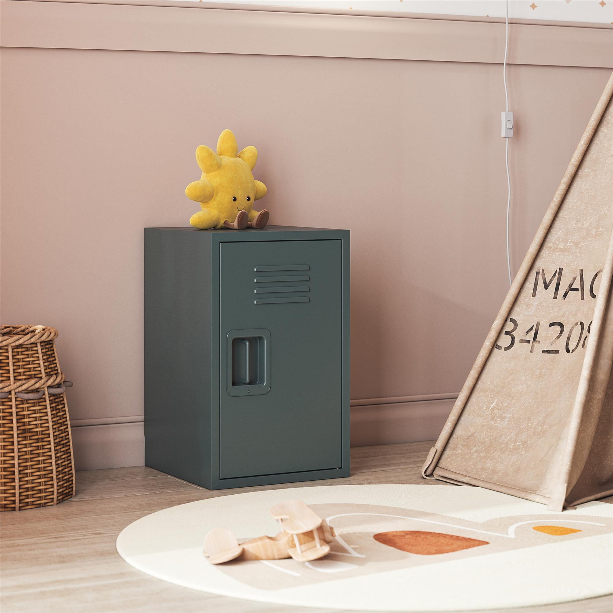 Max & Finn Casey Kids Stackable Mini Metal Storage Locker, Hunter Green ...