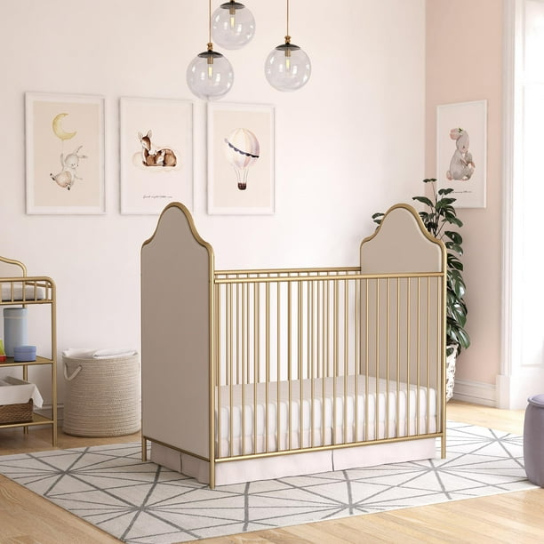 Little Seeds Piper Upholstered Metal Crib, Gold - Walmart.com