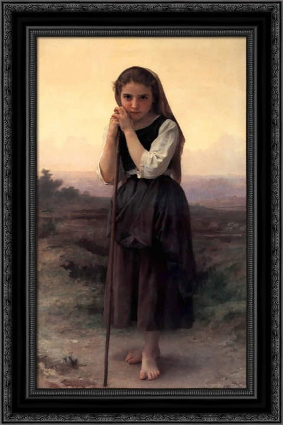 Little Shepherdess 17x24 Black Ornate Wood Framed Canvas Art by ...