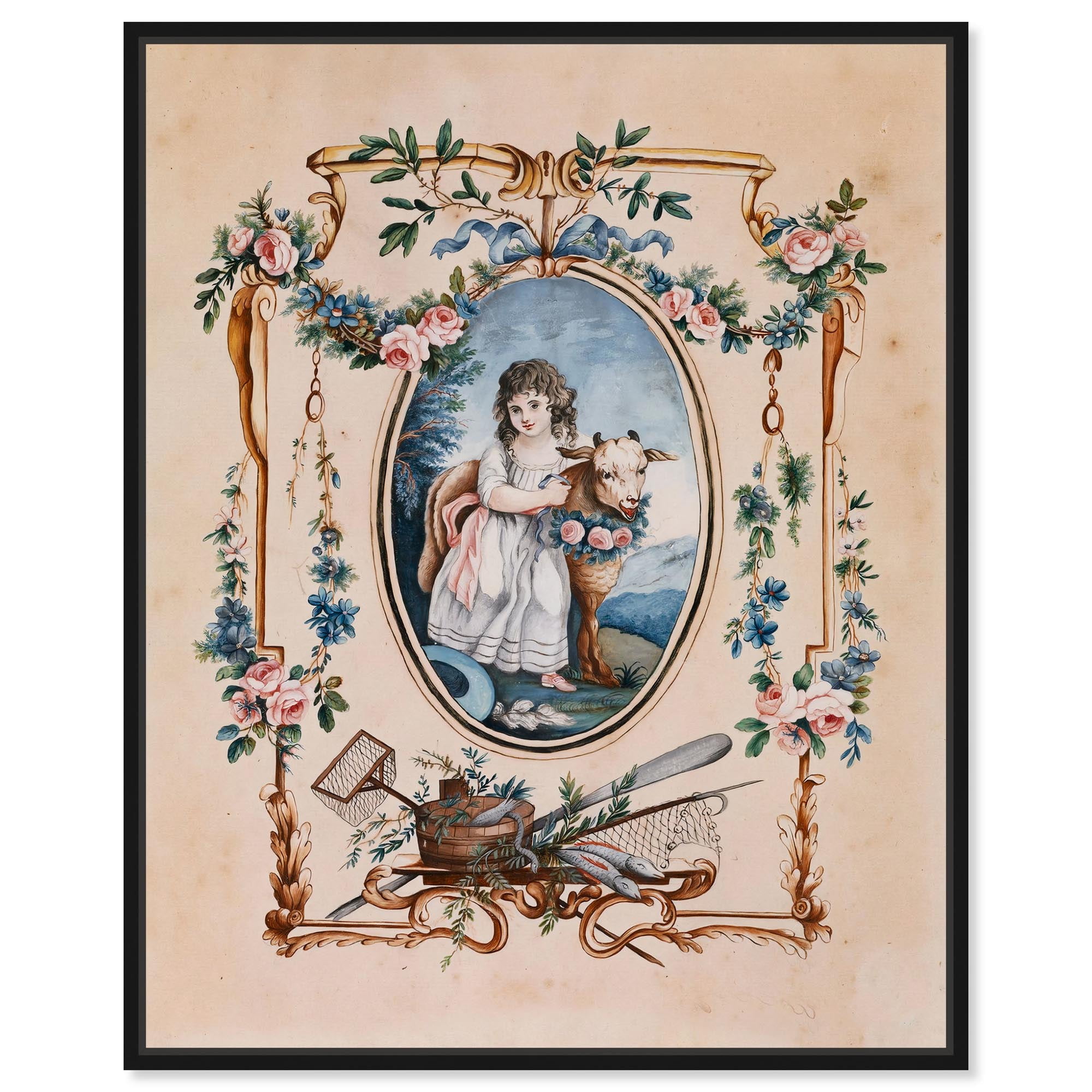 Little Shepherdess with Lamb 1940 Canvas Classic Portraits by Art ...