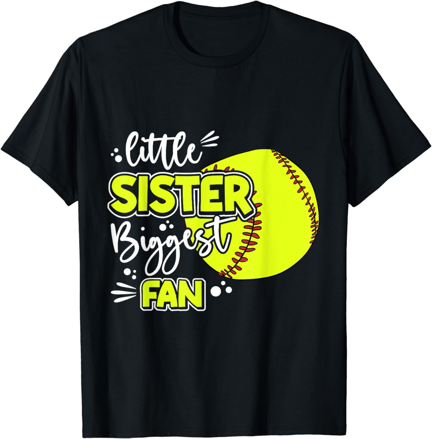 Little Sister Biggest Fan Softball, Softball Girl T-Shirt - Walmart.com