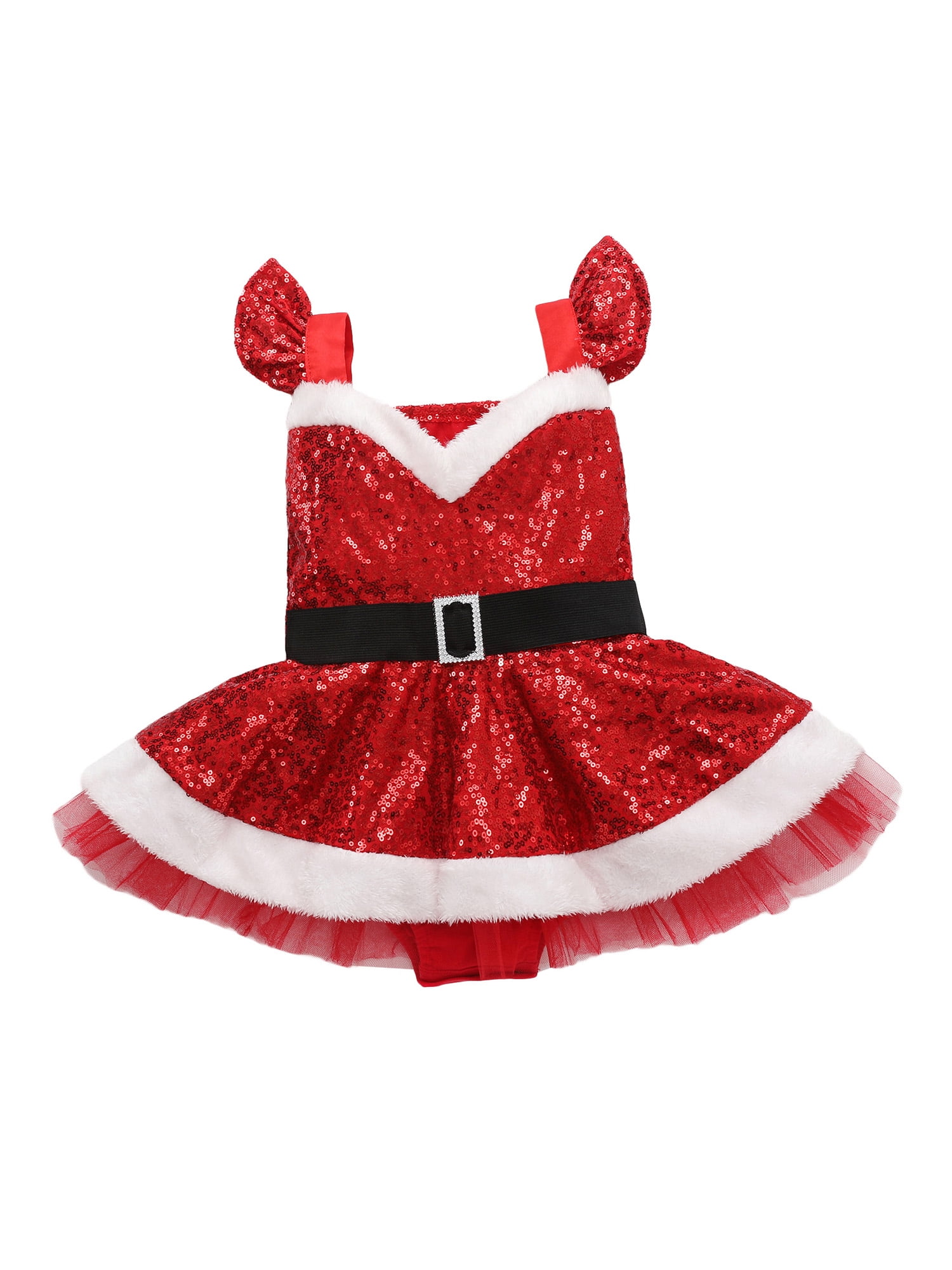 Little Sister Matching Christmas Dress Costume Girl Santa Ruffle ...