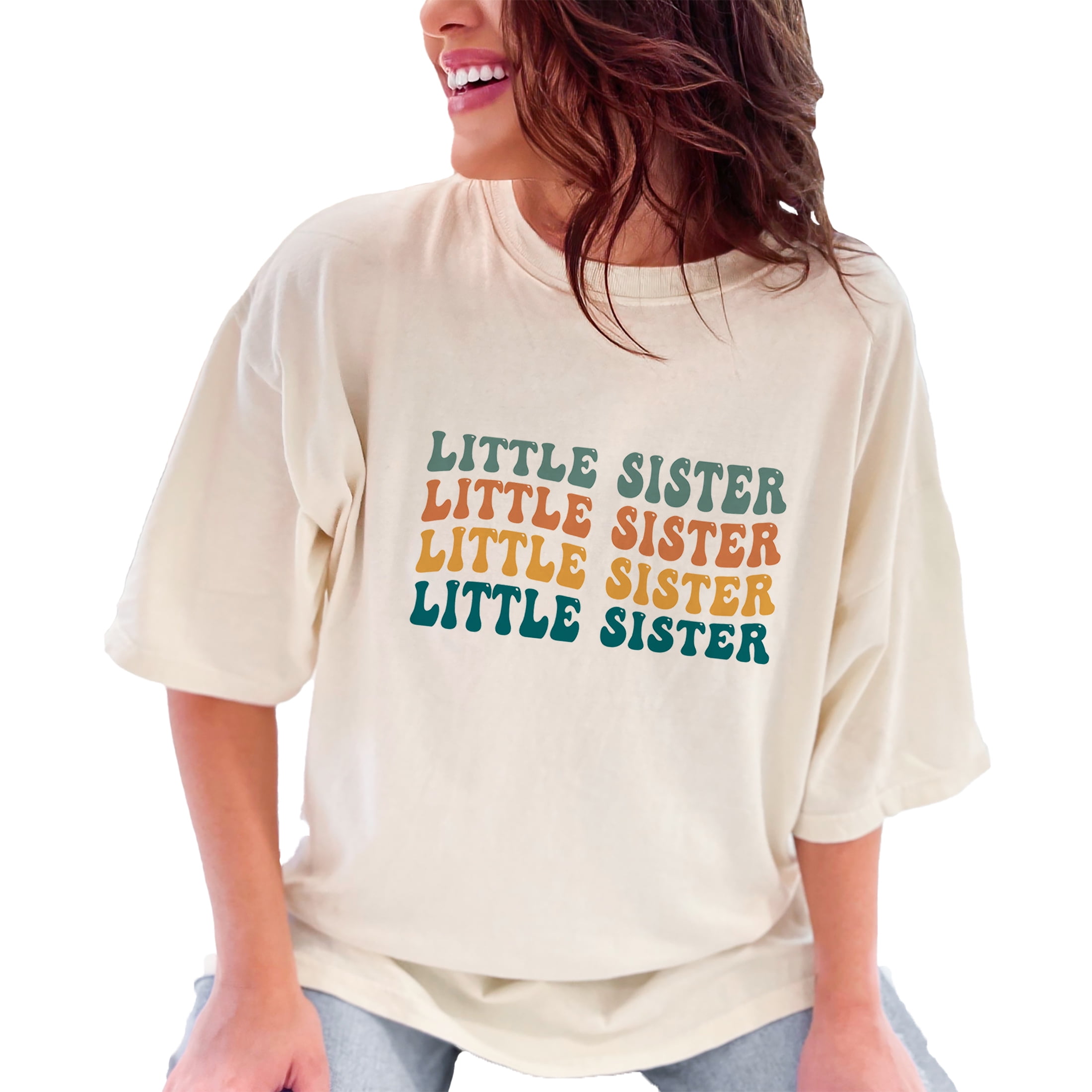 Little Sister, Younger Sibling or Family Themed, Groovy Retro Wavy Text ...