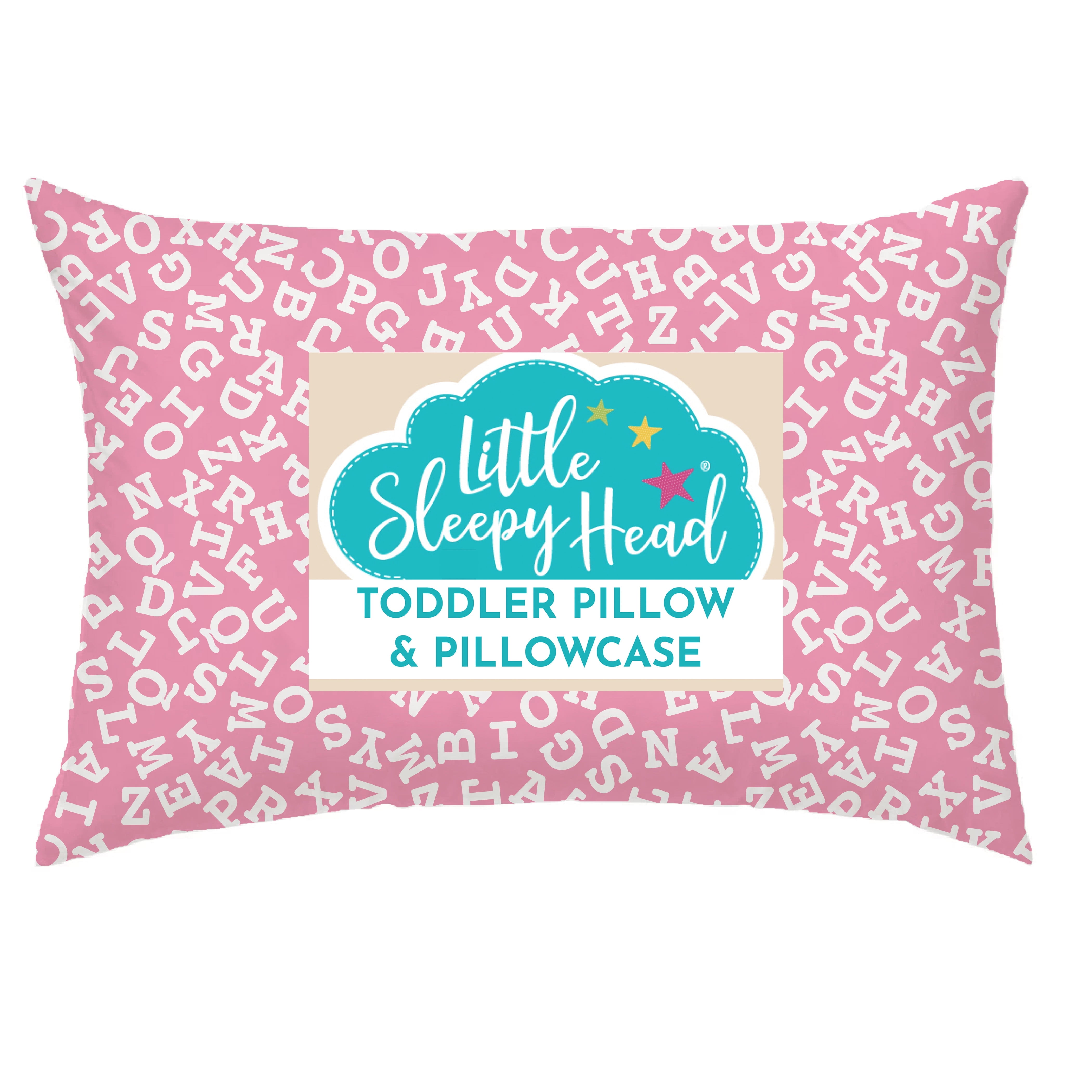 Little Sleepy Head Toddler Pillow and Pillowcase (Alphabet Pink), 13x18 ...