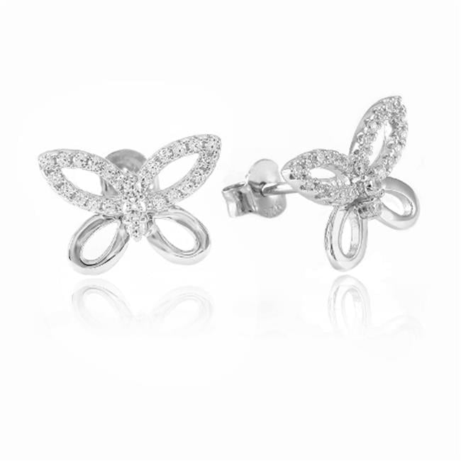 Little Sparkles Butterfly Earrings - White Gold Sterling Silver 925 ...
