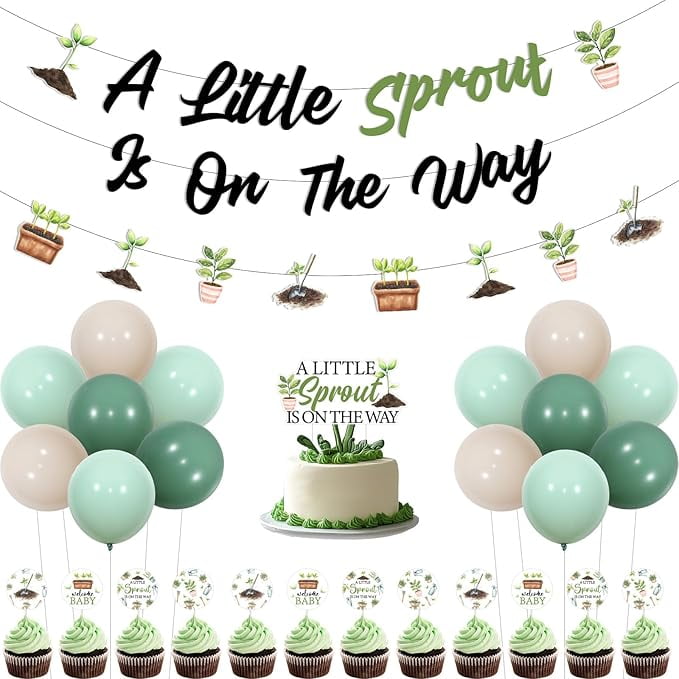 Little Sprout Baby Shower Balloon Decorations, Greenery A Little Sprout ...