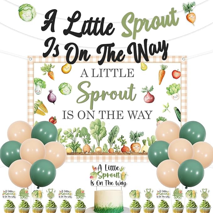 Little Sprout Baby Shower decor A Little Sprout Is On The Way Backdrop ...
