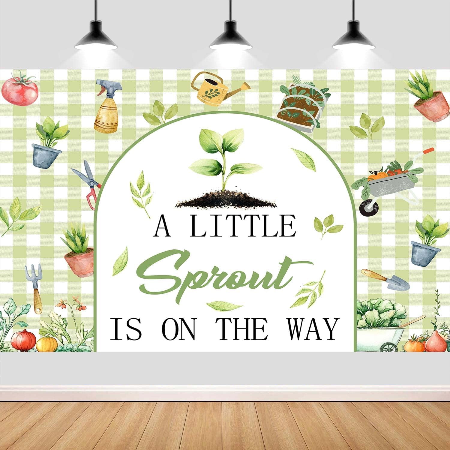A Little Sprout is On The Way Baby Shower Cute Backdrop Greenery Sprout ...