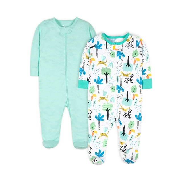 Little Star Unisex 2Pk Footed Sleepers, Infant Pajamas, Newborn Size NB ...