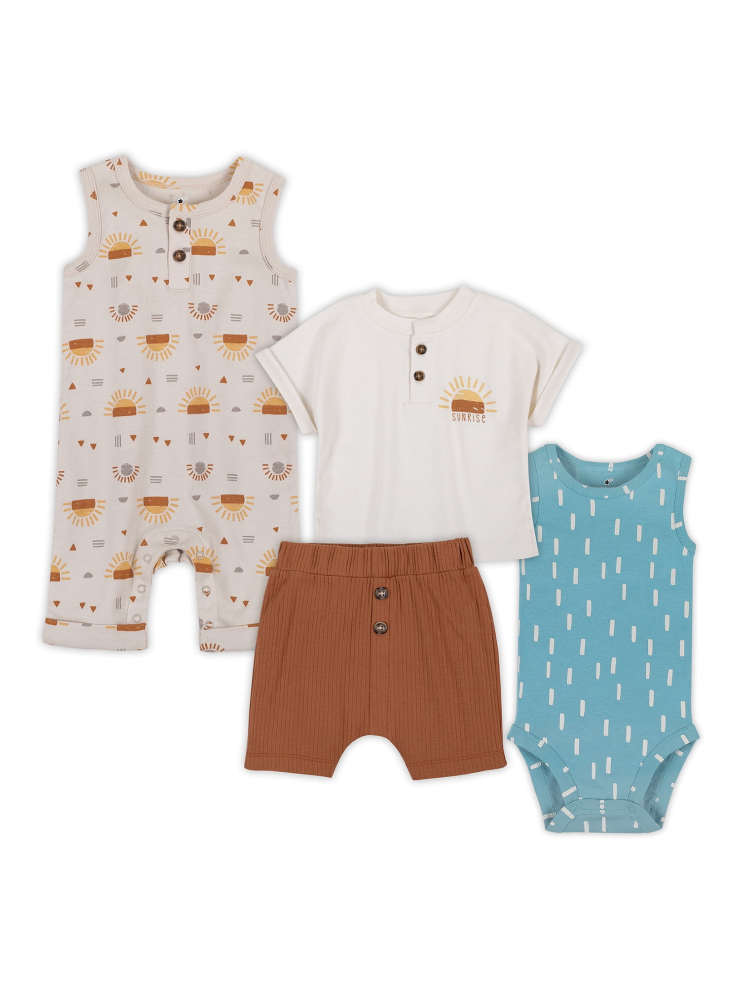 Little Star Organic Baby Boys 4Pc Mix & Match Set, Newborn-24M, Cotton ...