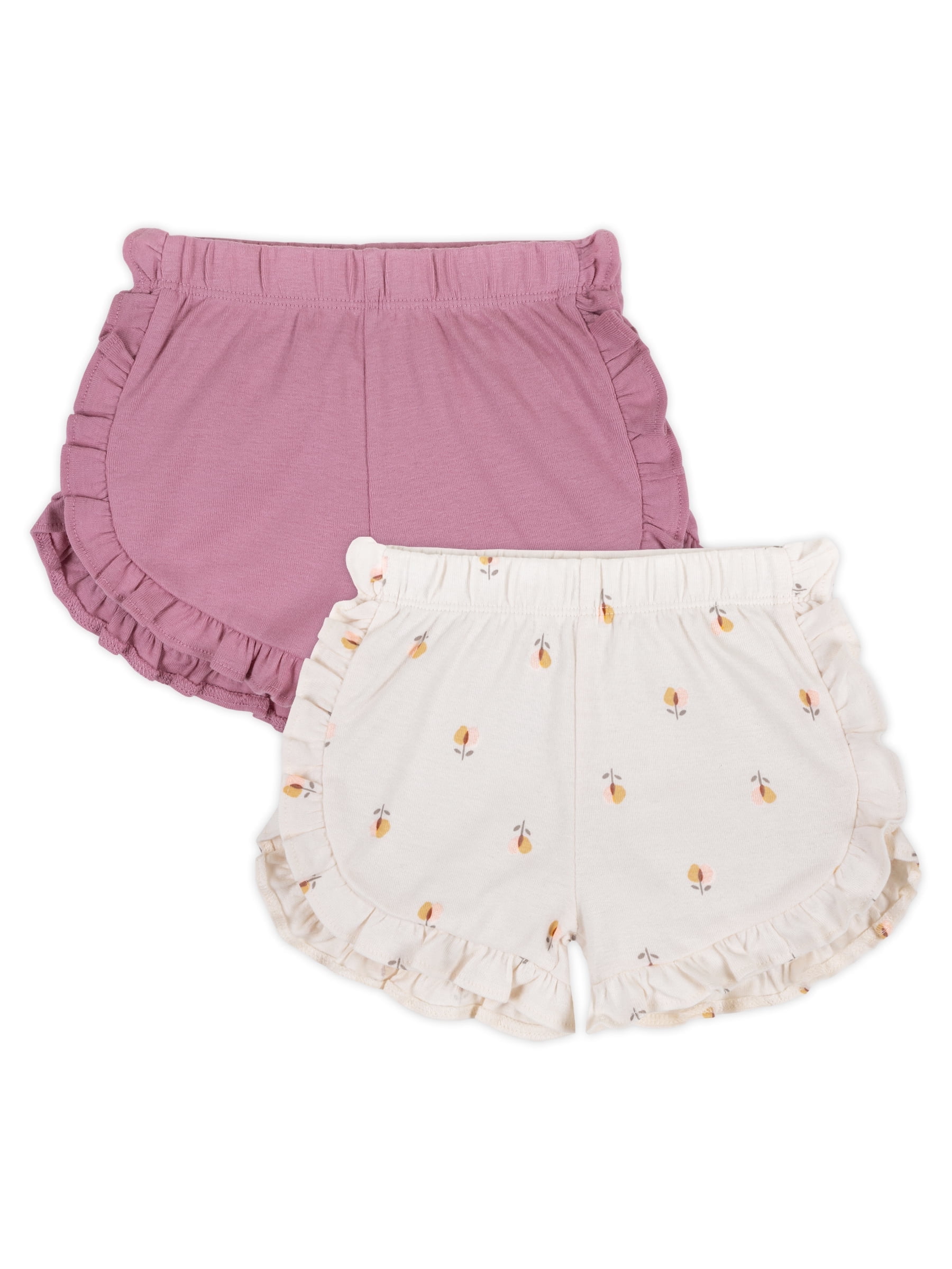Little Star 100% Organic Cotton 2-Pack Baby Girl Knit Shorts - Walmart.com