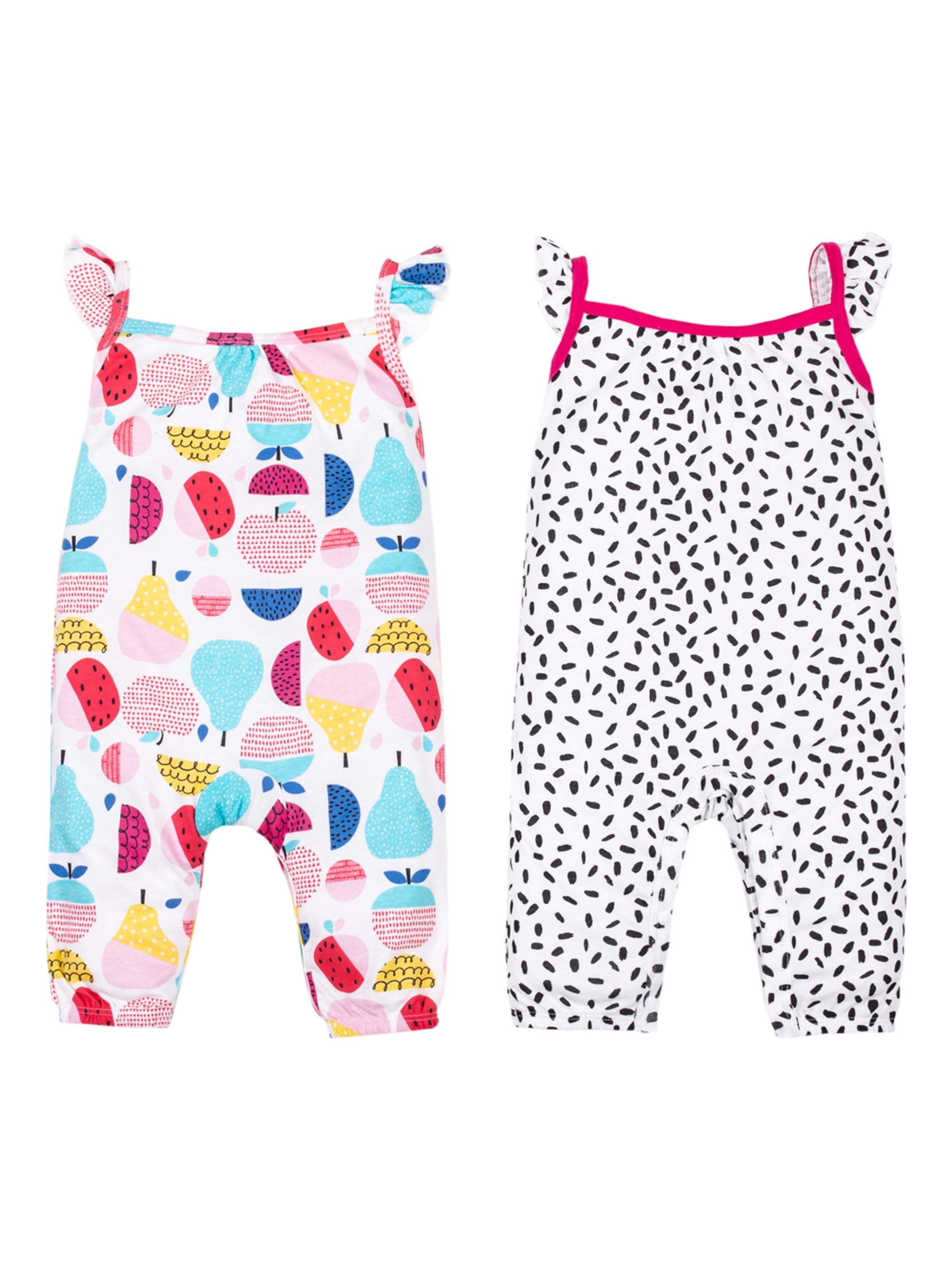 Little Star Organic Baby Girl 2Pk Sleeveless One Piece Rompers, Size 0 ...